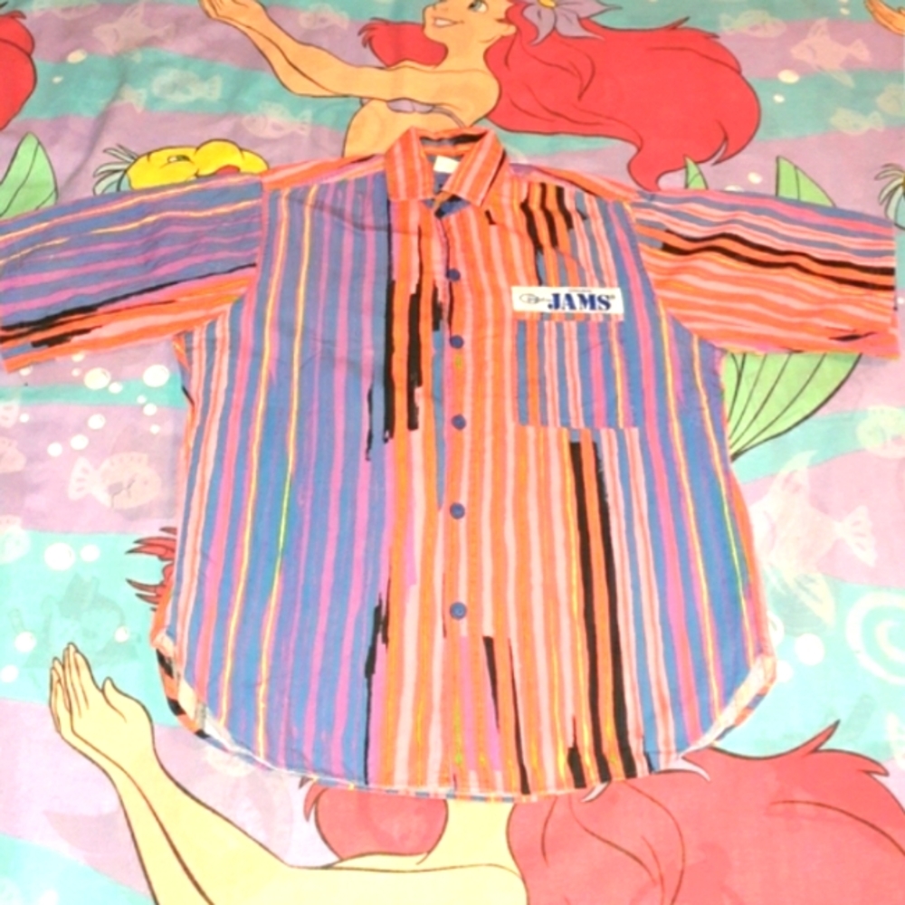 80s Original Jams Striped Button Up Vintage Shirt - Gem